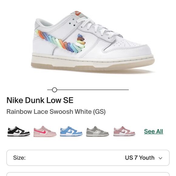 Nike | Shoes | Nike Dunk Low Se White With Rainbow Swoosh | Poshmark